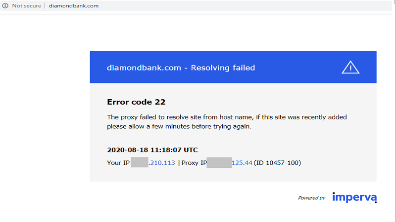 The Error Code 22 On diamondbank. com - Tekedia